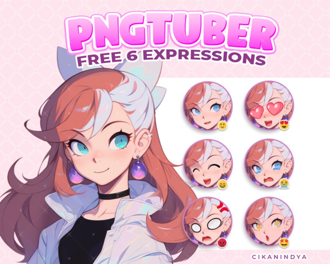 Pngtuber | PNG Tuber Cool Girl With Ribbon Headband for Content Creator ...