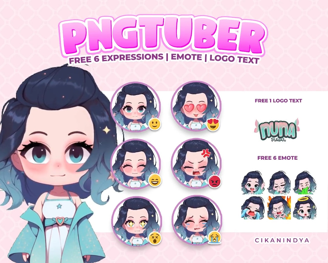 Chibi Pngtuber Avatar: 6 Expressions, Emotes & Logo - Etsy