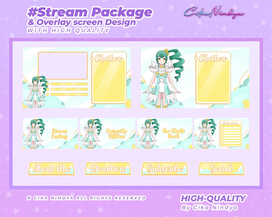 Anime Stream Overlay Package – Twitch, Youtube, Vtuber Graphics (PSD ...