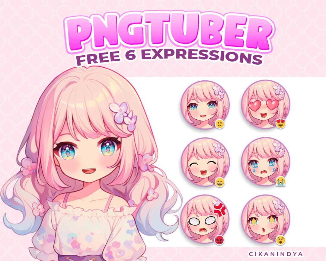 Adorable Chibi PNG Tuber With Floral Pastel Hair | Ready-to-use Live2d ...