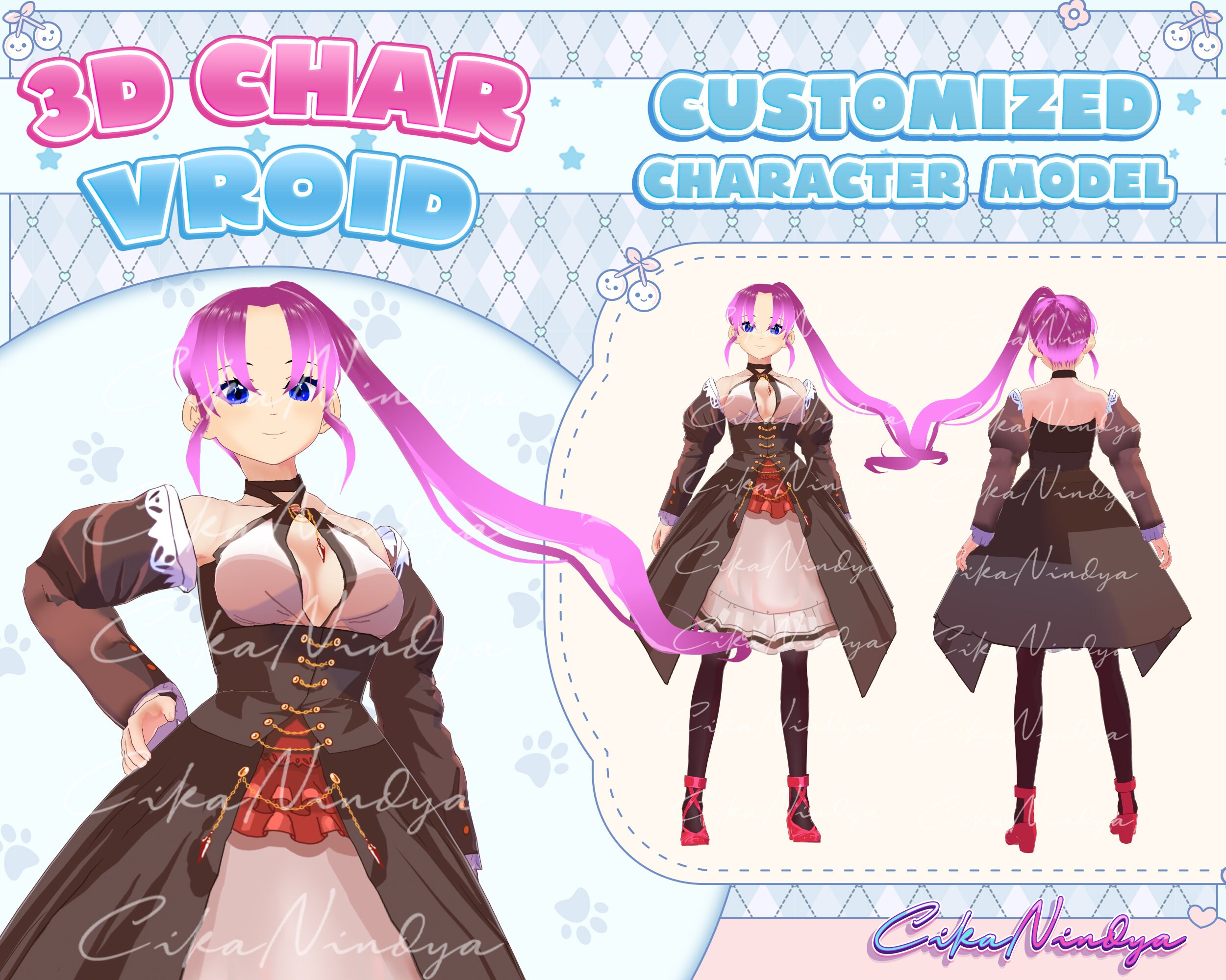 3D Vroid Character Vtuber Model 3d Model Commission Vroid - Etsy