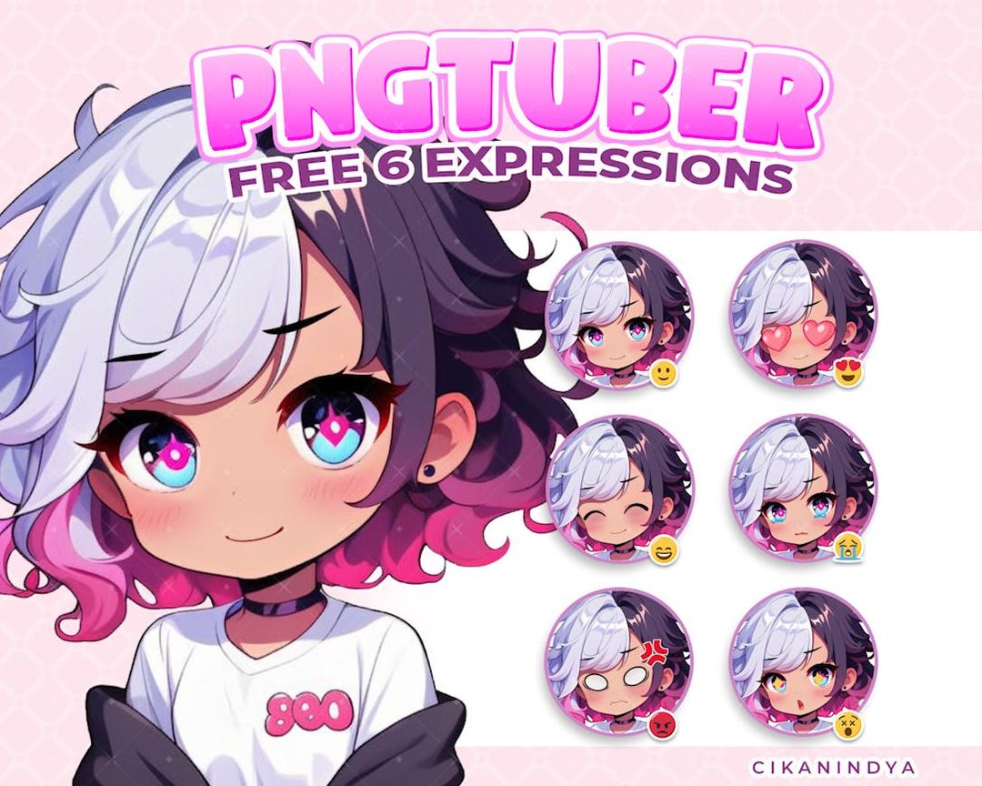 Anime Girl Pngtuber Avatar: 6 Poses + .veadomini File - Etsy