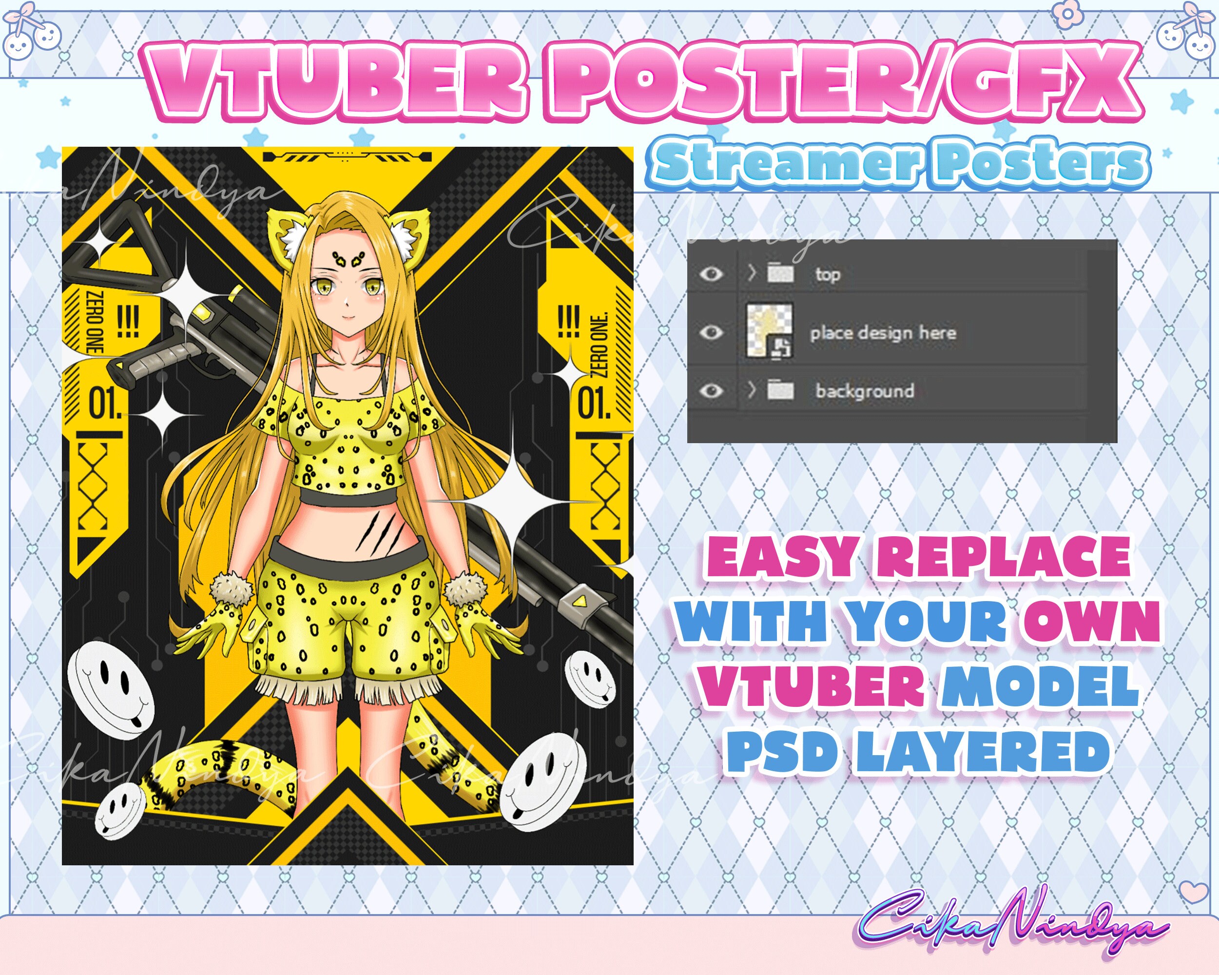 Adorable Vtuber Streamer Poster for Social Media Vtuber - Etsy