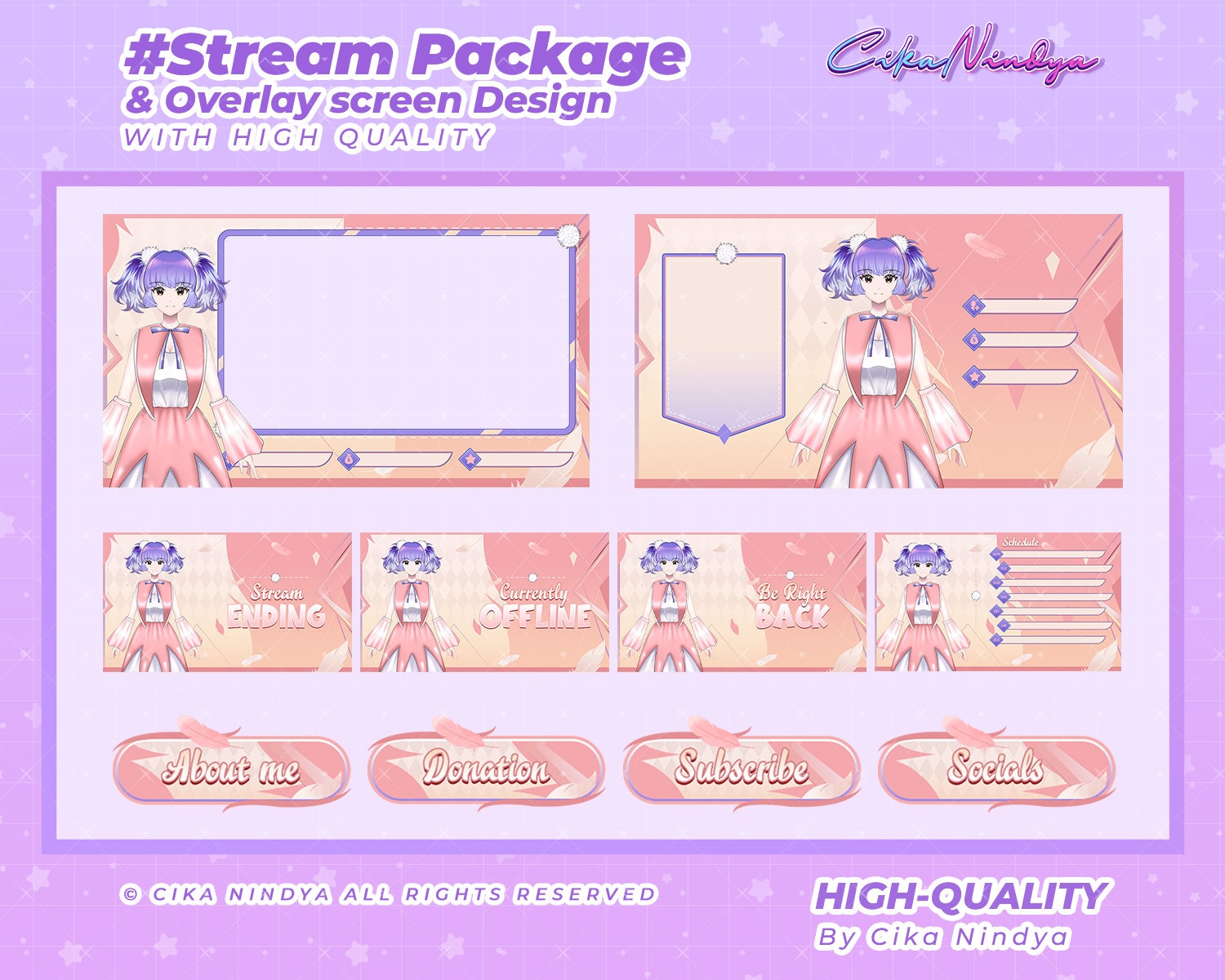 Overlay Stream Pack, Twitch Overlays, Virtual Broadcast Pink ...