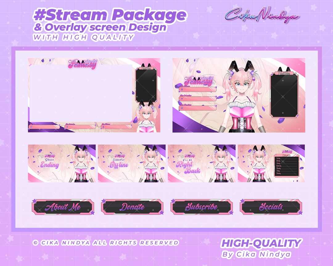 Overlay Stream Pack, Vtuber Overlay, Stream Overlay, Webcam Overlay ...