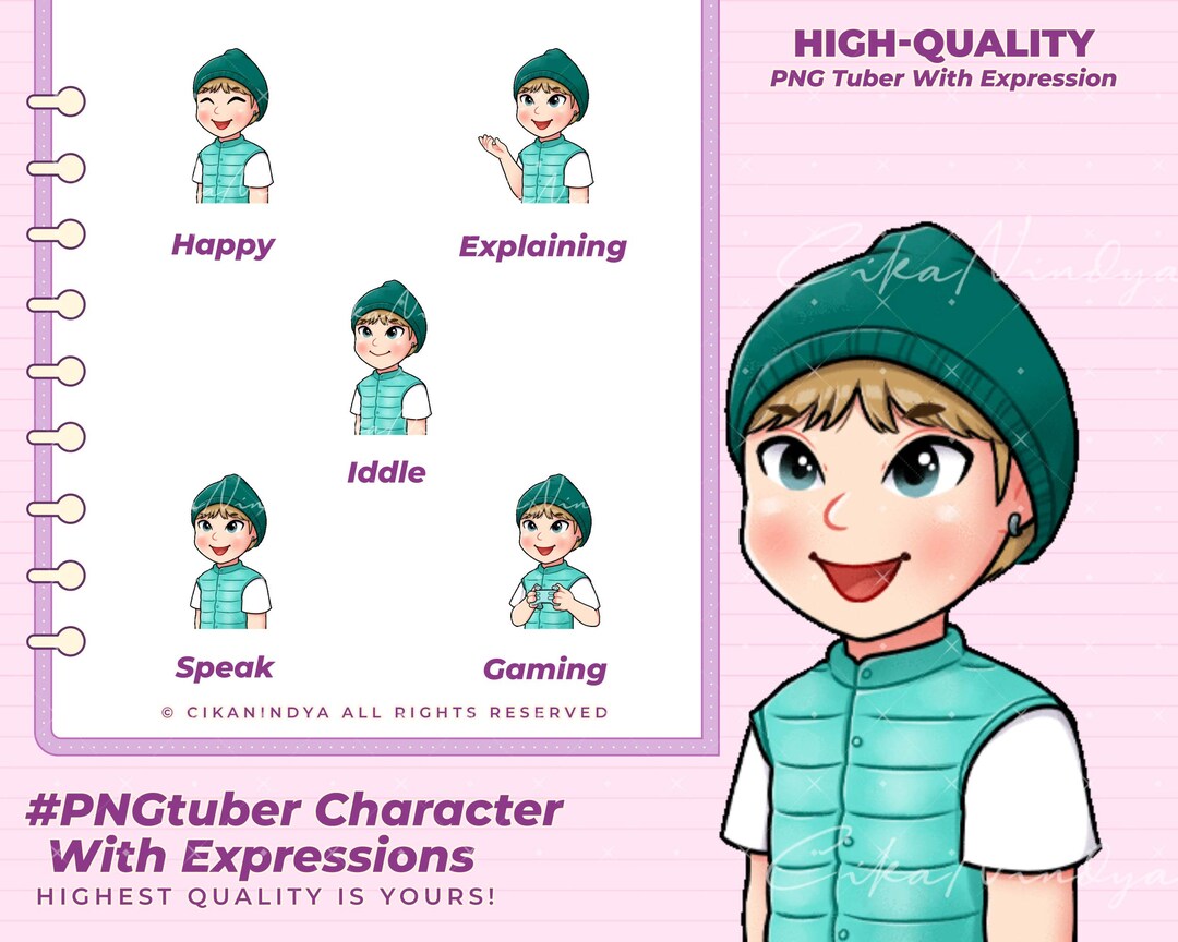 PNG Tuber Anime Inspired Charismatic PNG Tuber Male Avatar for Streams ...