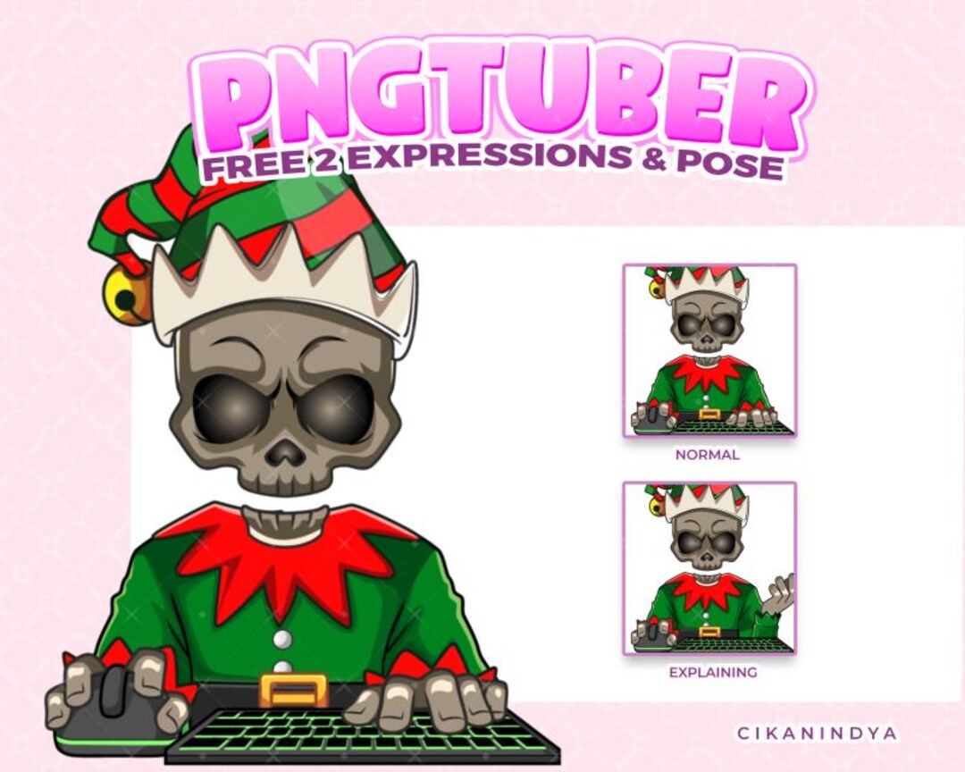 Skeleton Elf Gamer Pngtuber Avatar: Christmas Skull Vtuber Model - Etsy