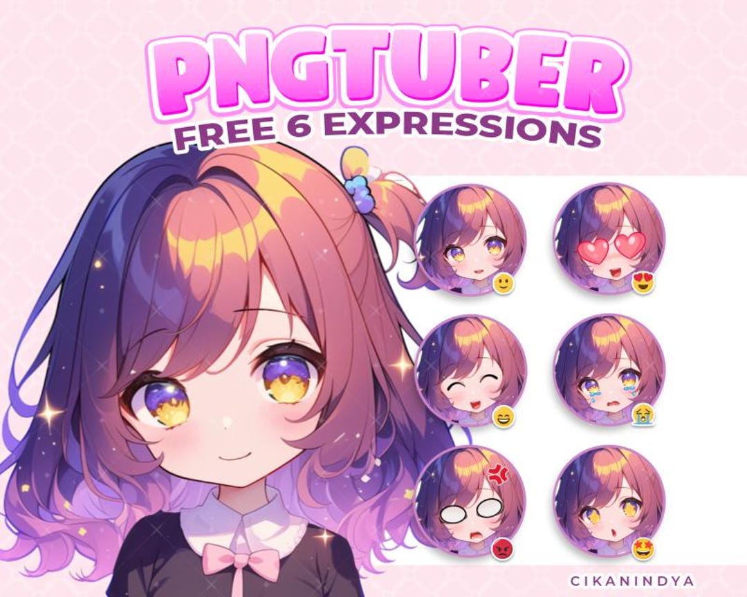 Chibi PNG Tuber With Sparkling Gradient Hair | Radiant Live2d Model for ...