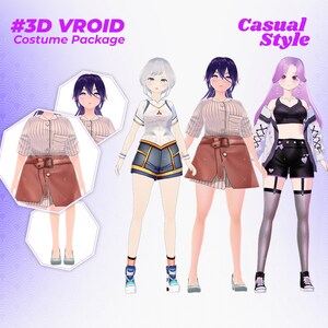 Vroid Girl Streamer Fashion Pack - Vroid Clothing Pack, Casual Vroid ...