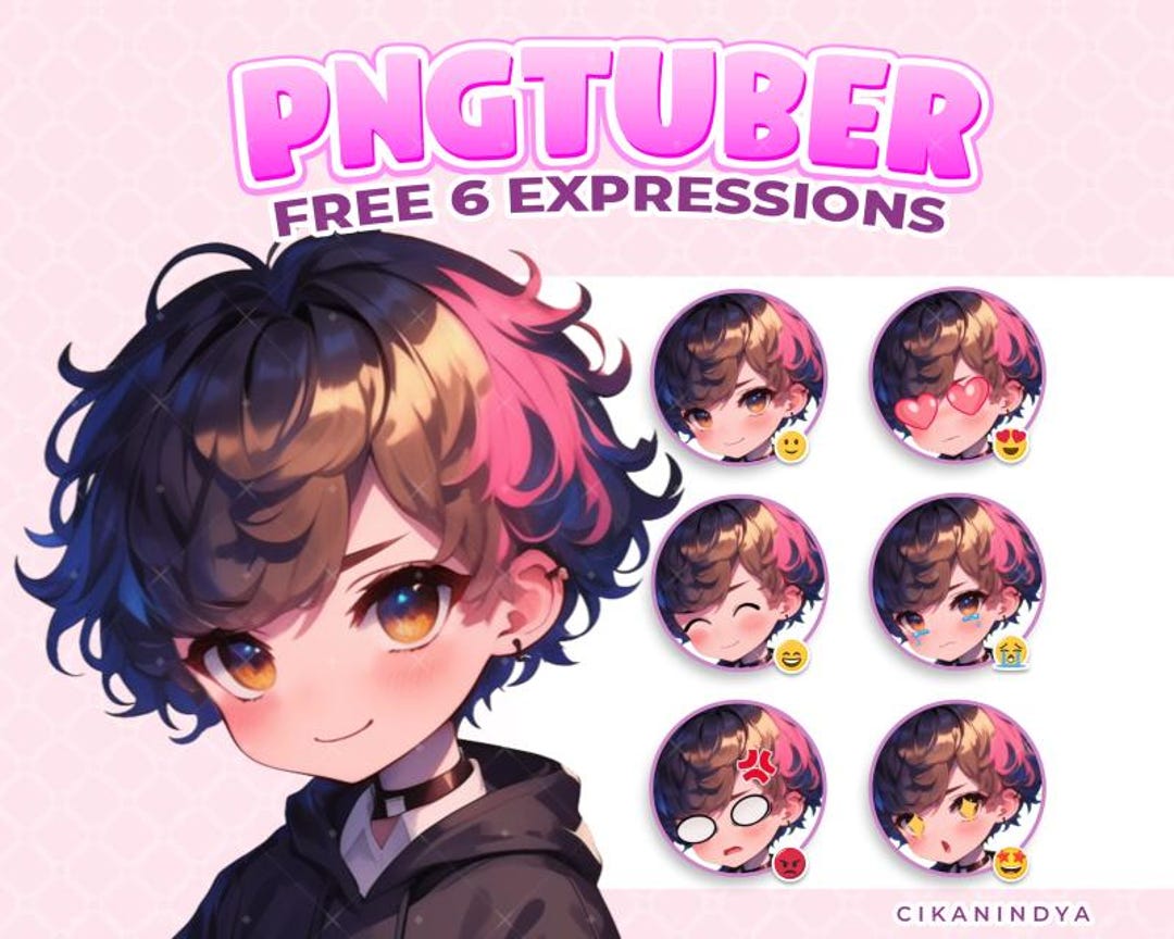 Premade Male Pngtuber – High-quality Model With Bright Hair - Etsy