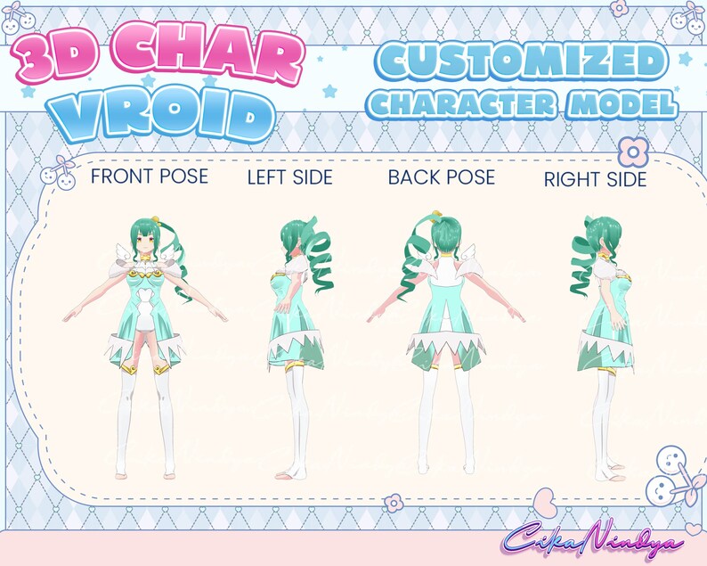 Heavenly Angel Vtuber 3D Vroid Character With Green Hair for - Etsy