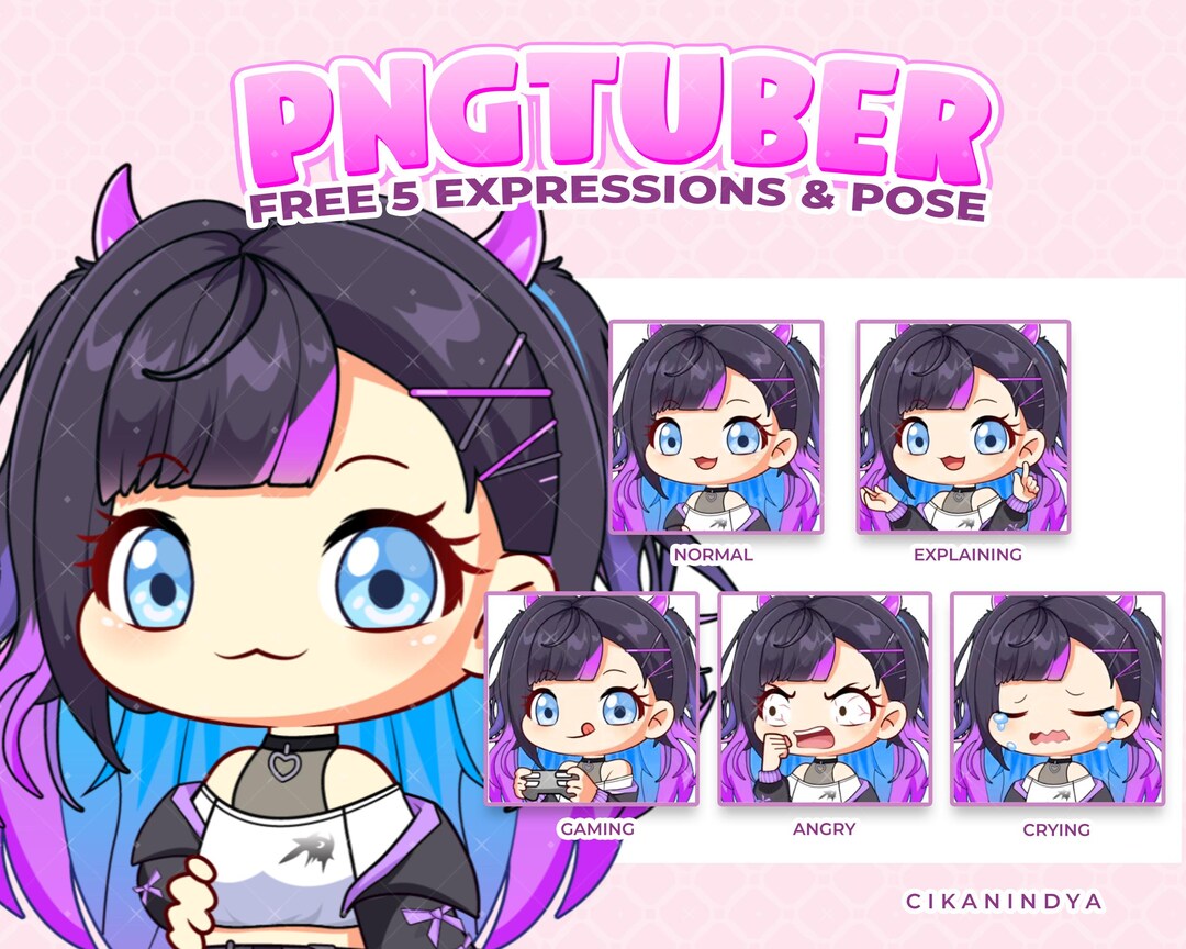 Chibi Devil Pngtuber Avatar: 5 Poses for Streaming - Etsy