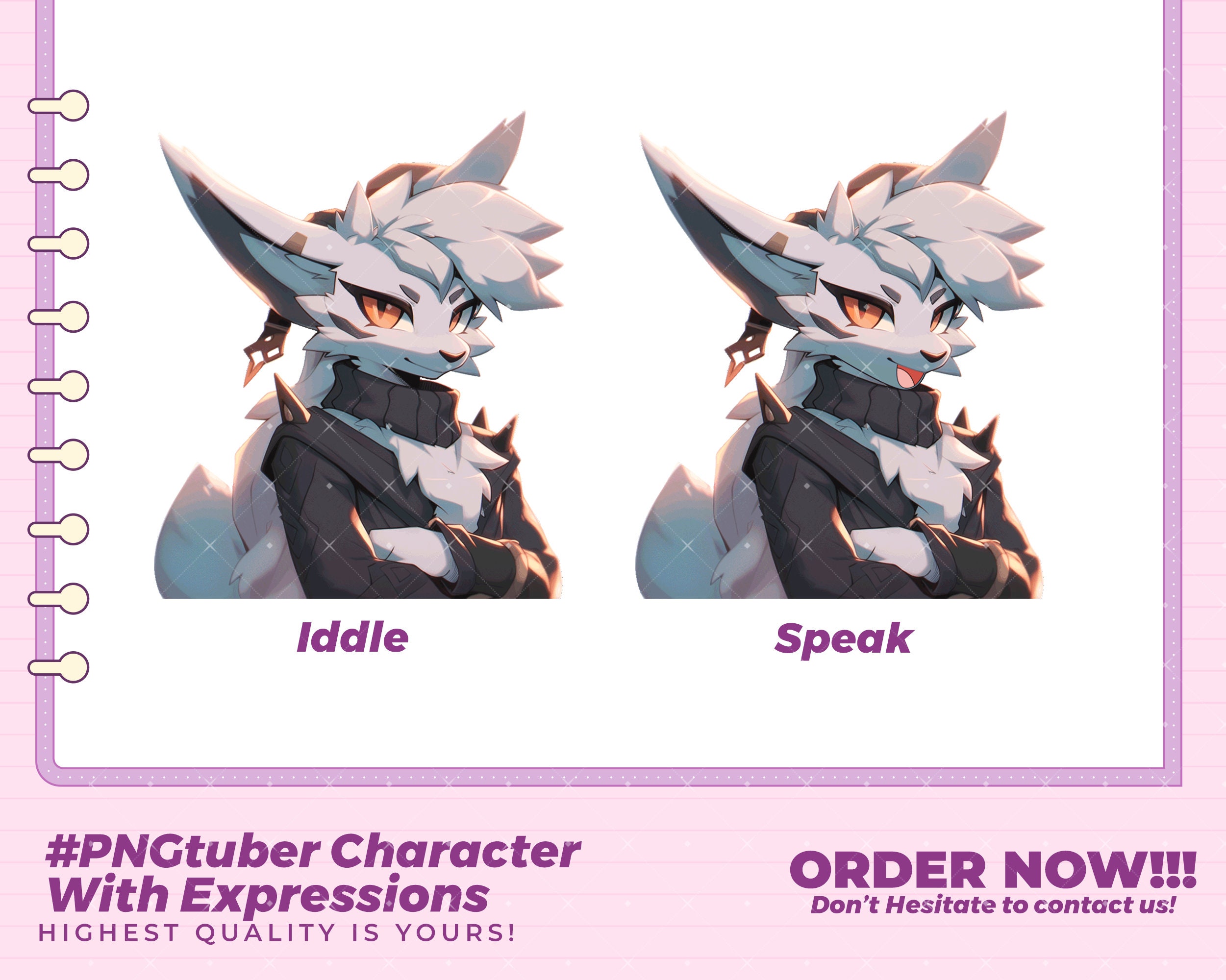 Furry Pngtuber Avatar: 2 Pose Streamer Avatar - Etsy