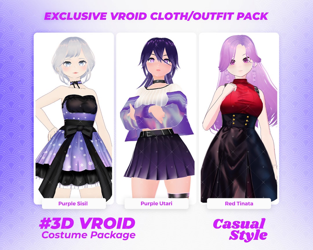 Modern Casual Vroid Attire Fits for Girl Vtubers - Vroid Clothing Pack ...