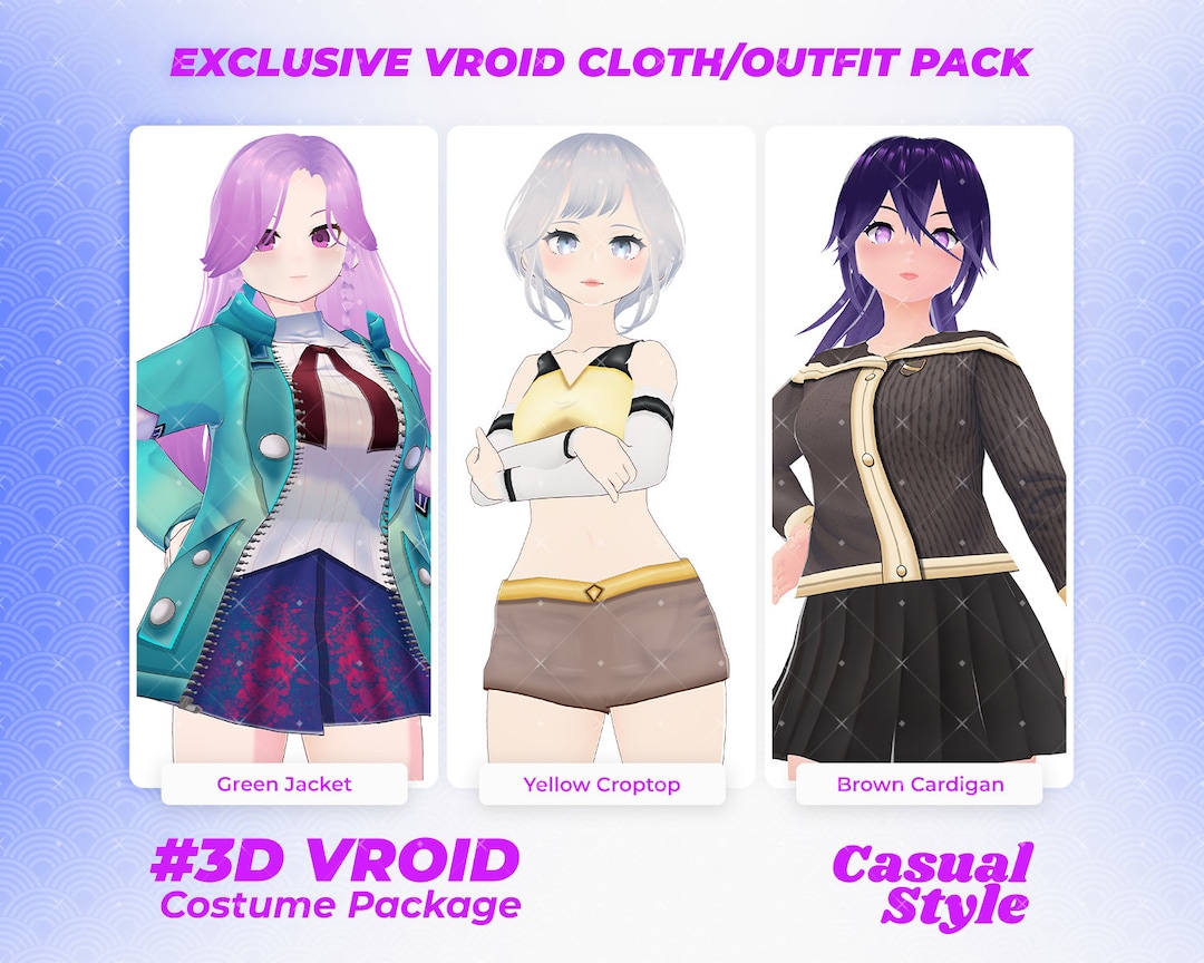 Vroid Outfit Pack: Casual Vtuber Avatar Clothes (3-in-1 ...