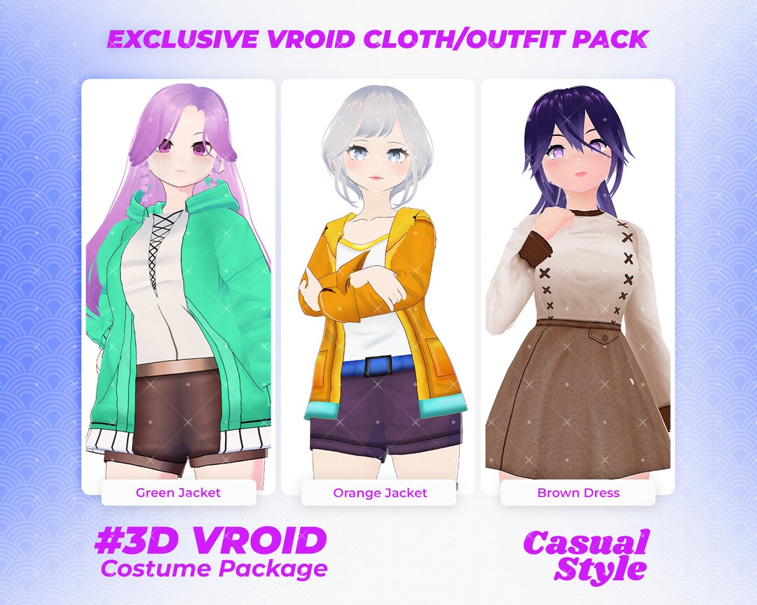 Vroid Clothing Pack, Streaming in Style, Vroid Outfits, Vroid Assets ...