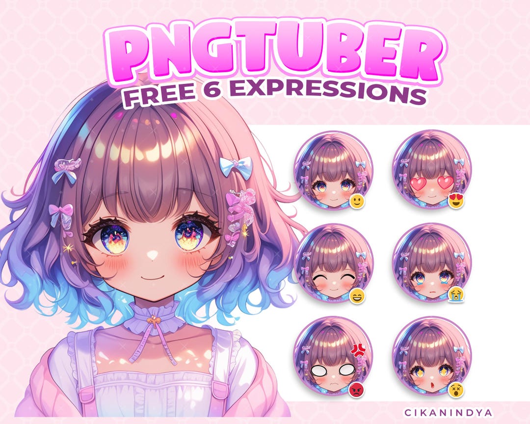 PNG Tuber | Expressive Cute Anime Vtuber Avatar | Get 6 Poses | Cute ...