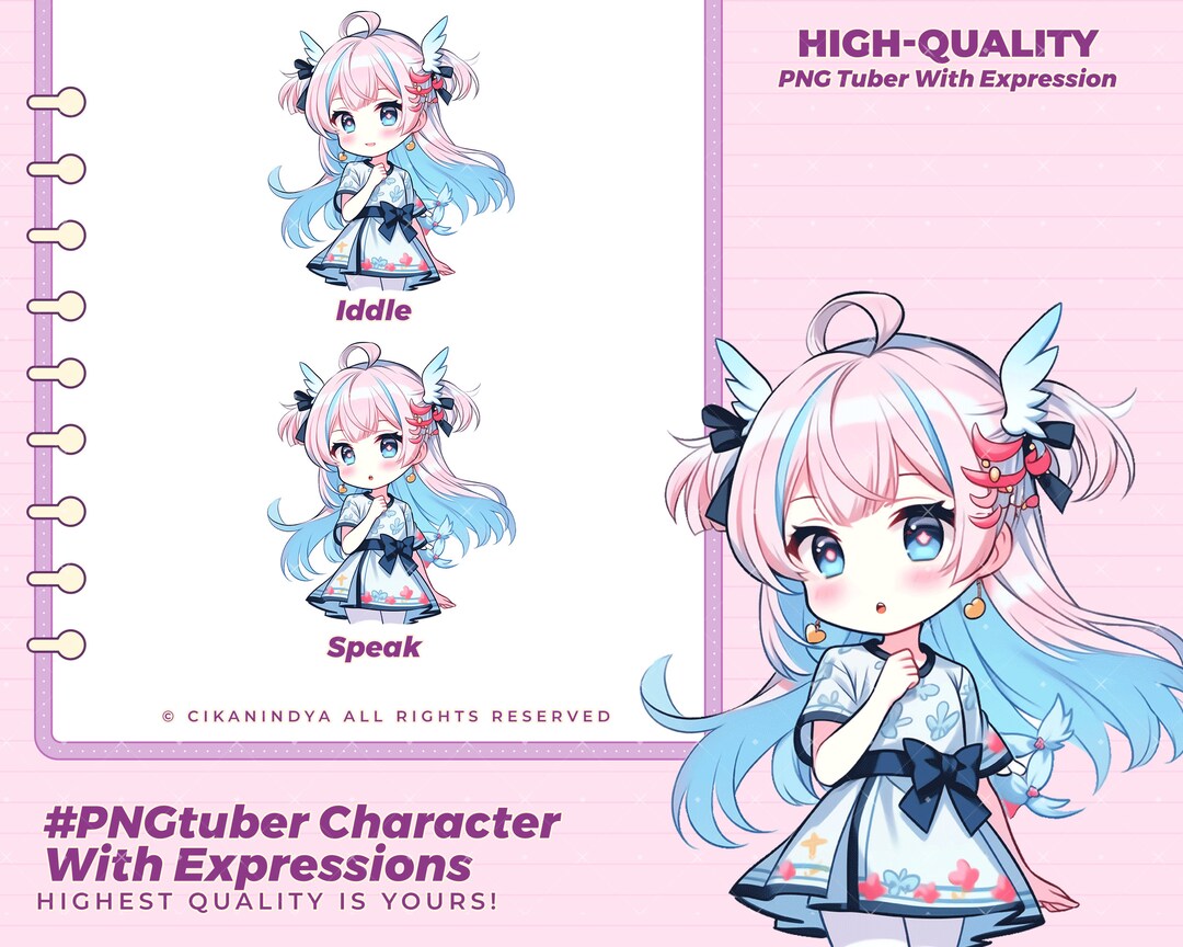 PNG Tuber, Gif Pngtuber, Vtuber Avatar, Chibi Streaming Streamer Chibi Girl PNG Tuber Avatar ...