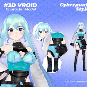Streamer's Virtual 3D Vroid Character Khaisa Cyber Blue Black for ...