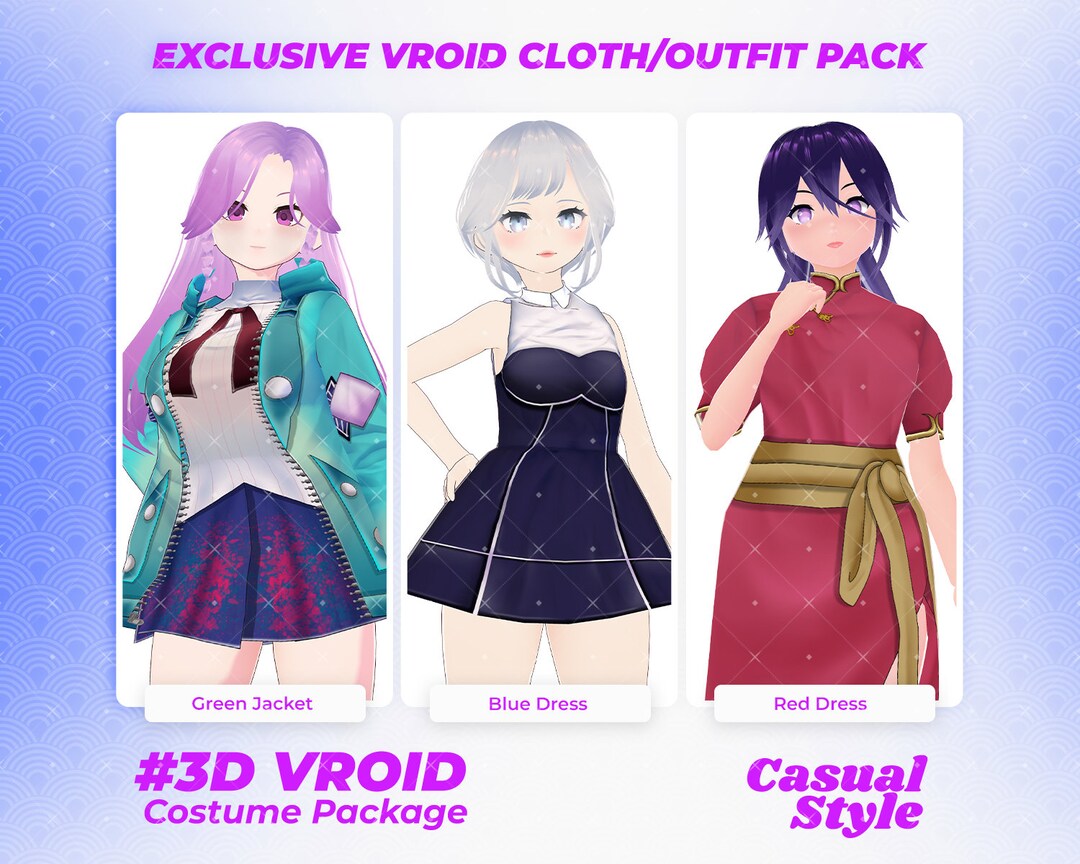 Casual Outfits for Virtual Streamer's - Vroid Clothing Pack, Vroid ...