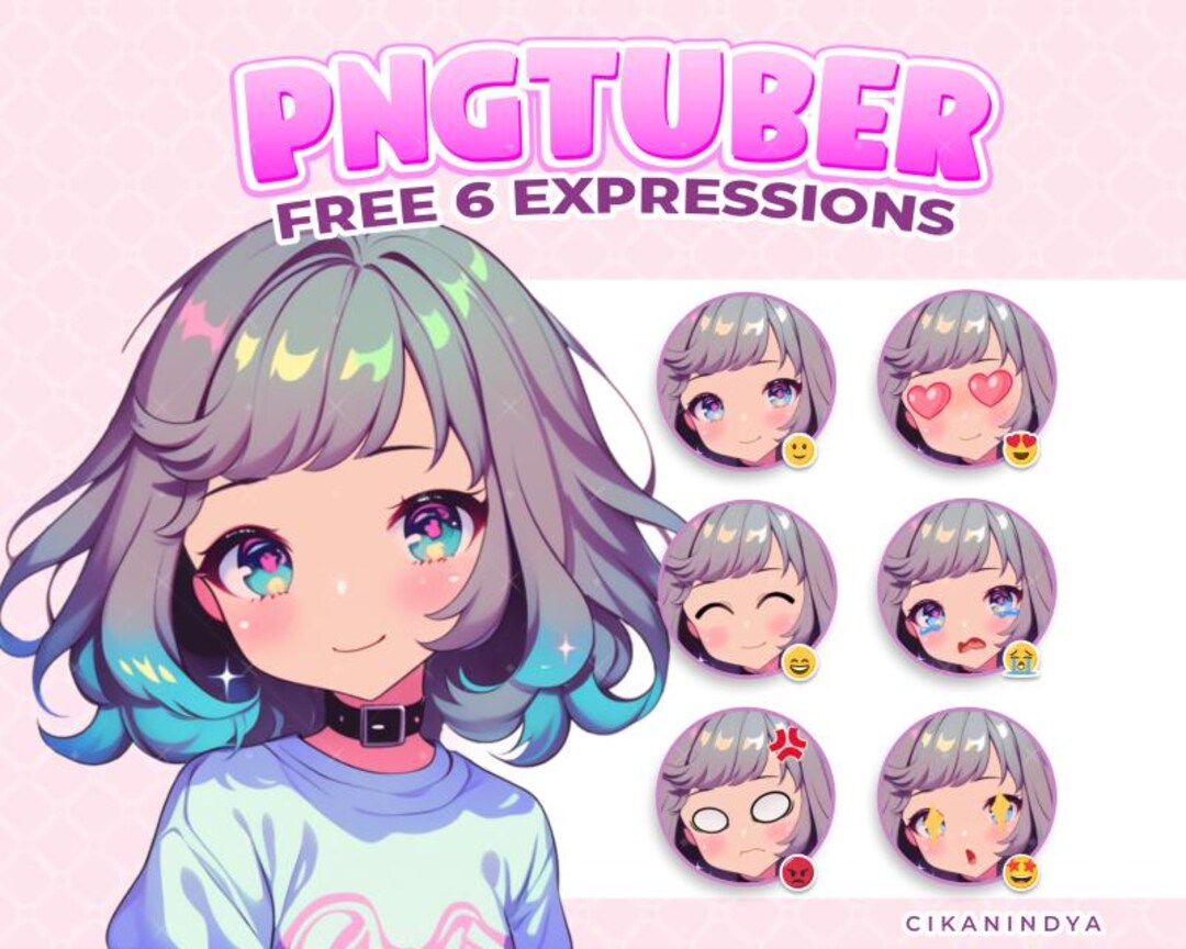 Dynamic Pngtuber Design – Anime Girl With a Unique Gradient Look - Etsy