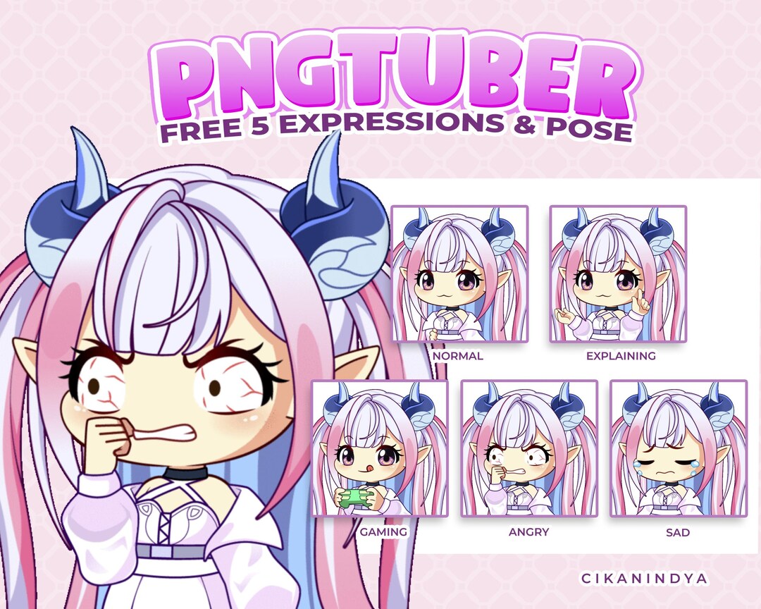 Stylized Pngtuber Model – Fantasy Demon Princess With Horns - Etsy