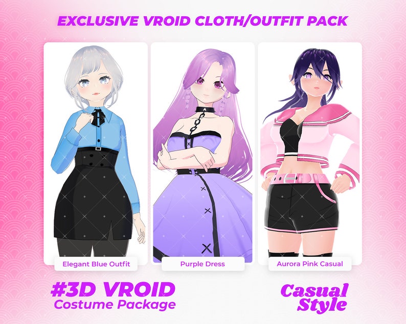 Vroid Clothing Pack, 3D Outfits, Avatar Wardrobe, Fashion Experience ...