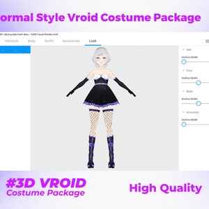 Chic Formal Wear Pack for Elegant Avatars - Vroid Clothing Pack, Vtuber ...