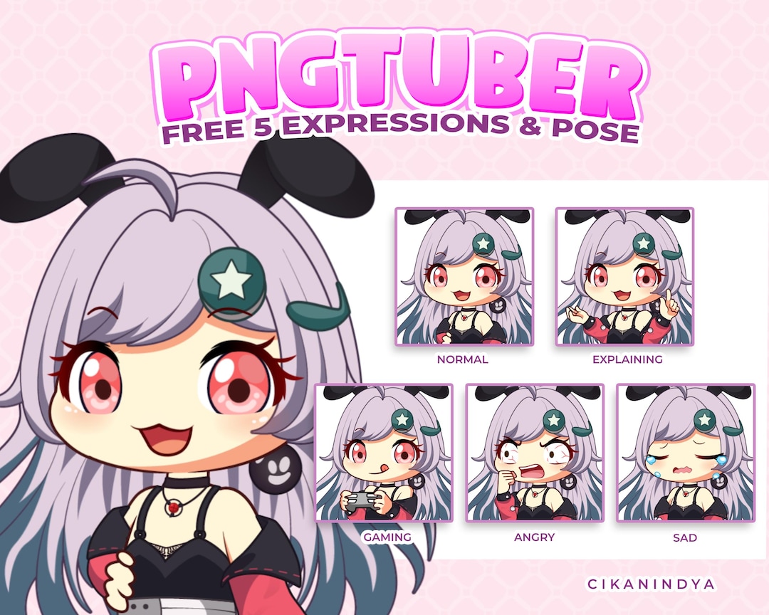 Chibi PNG Tuber Avatar: Gothic Outfit, 5 Poses (.veadomini File) - Etsy