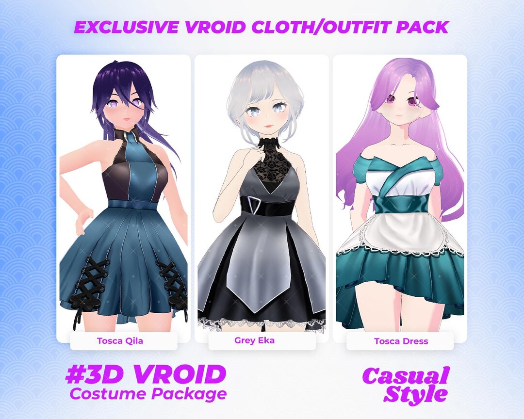 Vroid Clothing Pack | Vroid Casual Clothing Set for Girls | 3D Anime ...