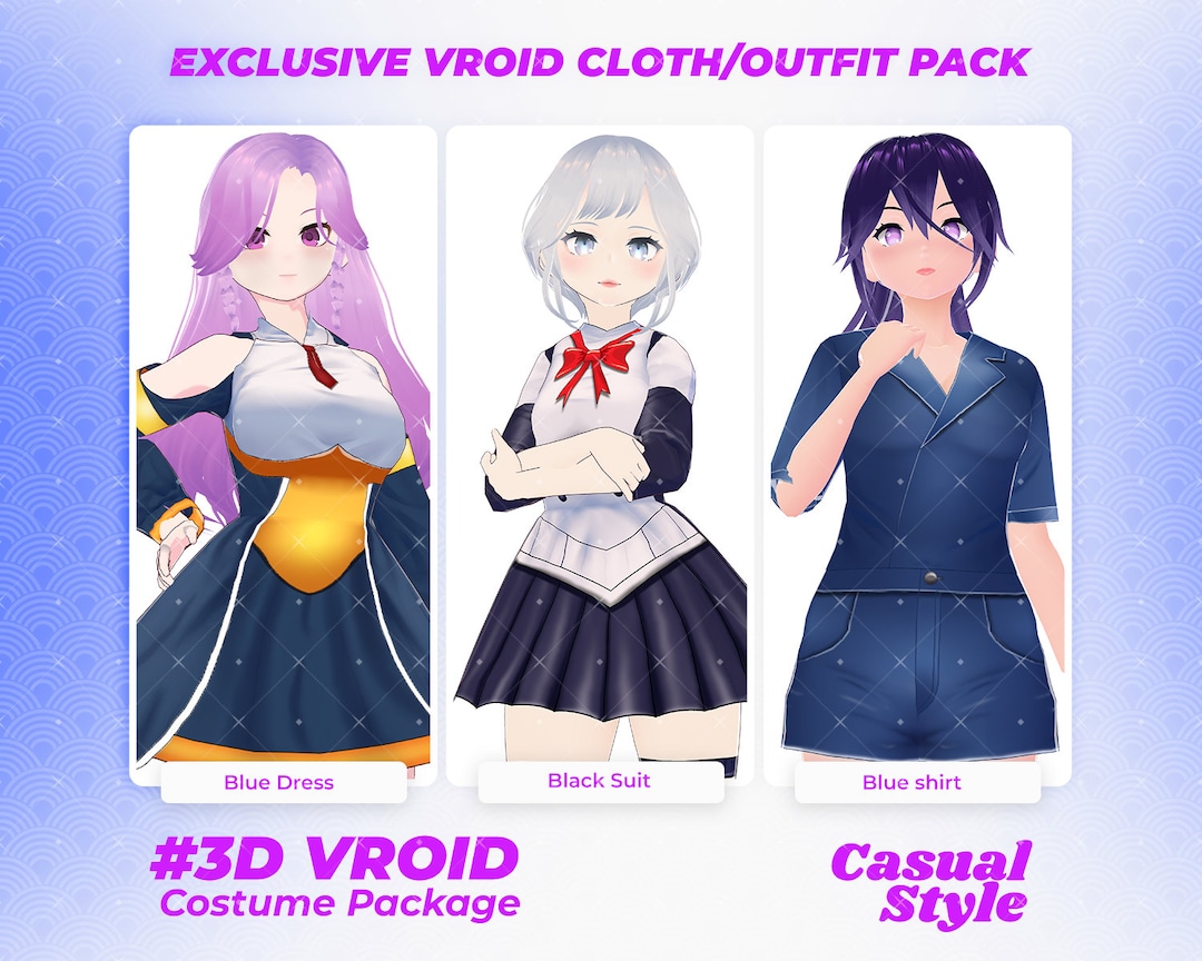 Stream-ready Vroid Clothing With 3 Casual Outfits for Digital Avatars ...