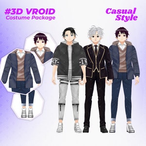 Vroid Male Outfit Pack: Sleek Casual Styles (.vroidcustomitem) - Etsy