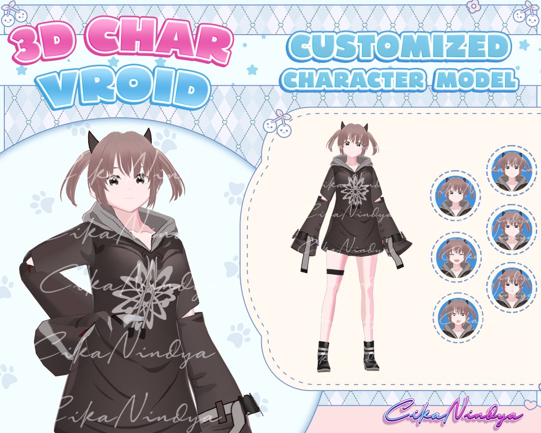 Mystical 3D Vroid Character Horn Head Anime Girl for Streamer - Etsy