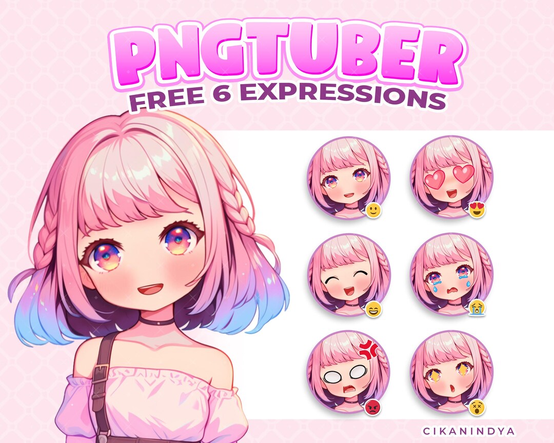 Custom Pngtuber Girl – Braided Hair and Starry Eyes - Etsy