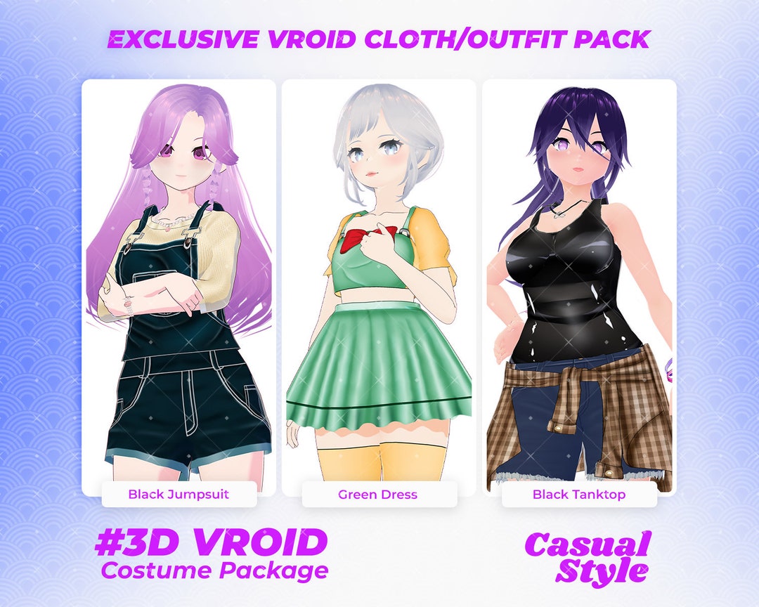 Vroid Clothing Pack, Youthful Vtuber, Clothes, College Apparel, Cosplay ...