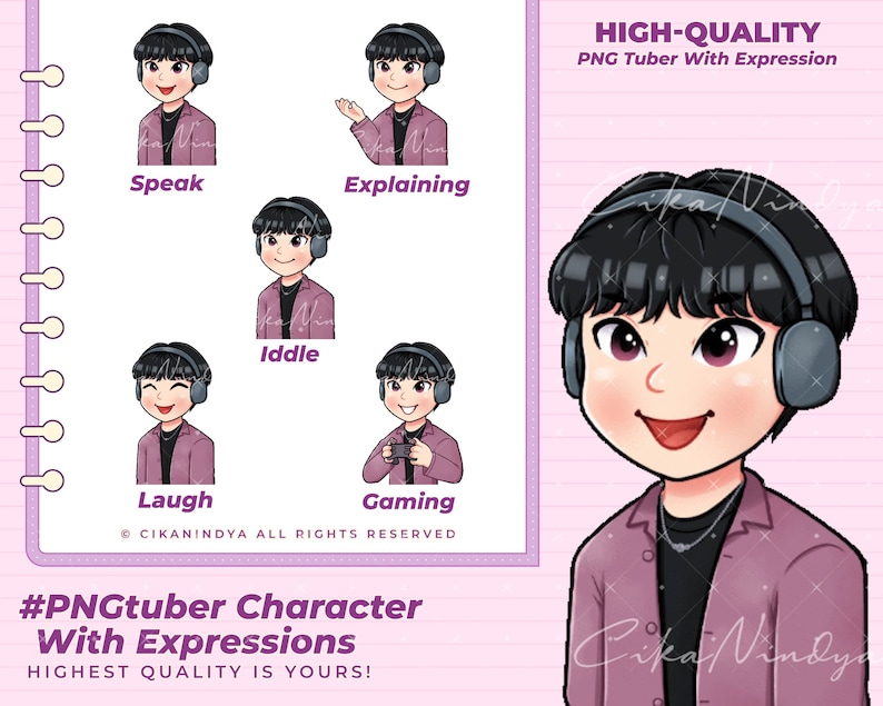 Engaging PNG Tuber Avatar Male for Live Streaming Vtuber - Etsy Australia