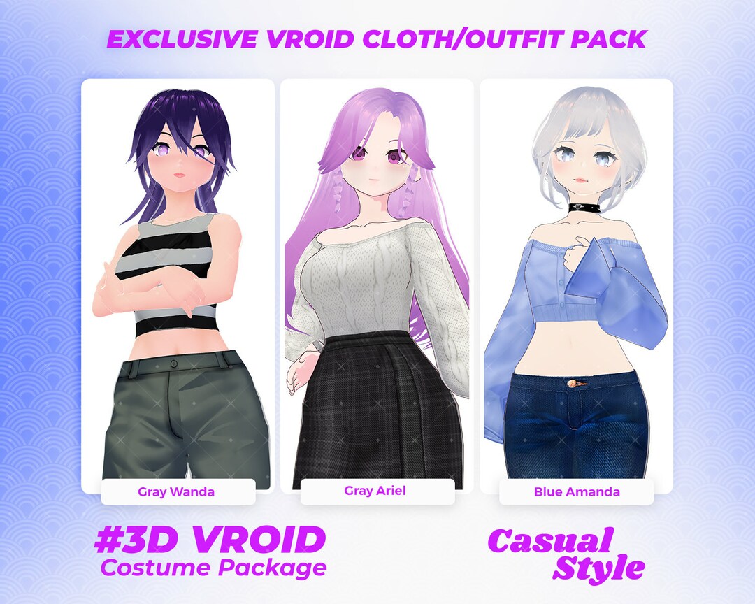 Vroid Clothing Pack, Relaxed Styles, Streamer Clothing, Casual ...