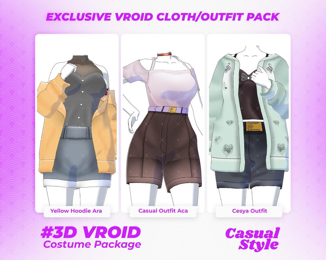 Vroid Clothing Pack | Casual Girl Outfit for Vroid Models | Stylish 3D ...
