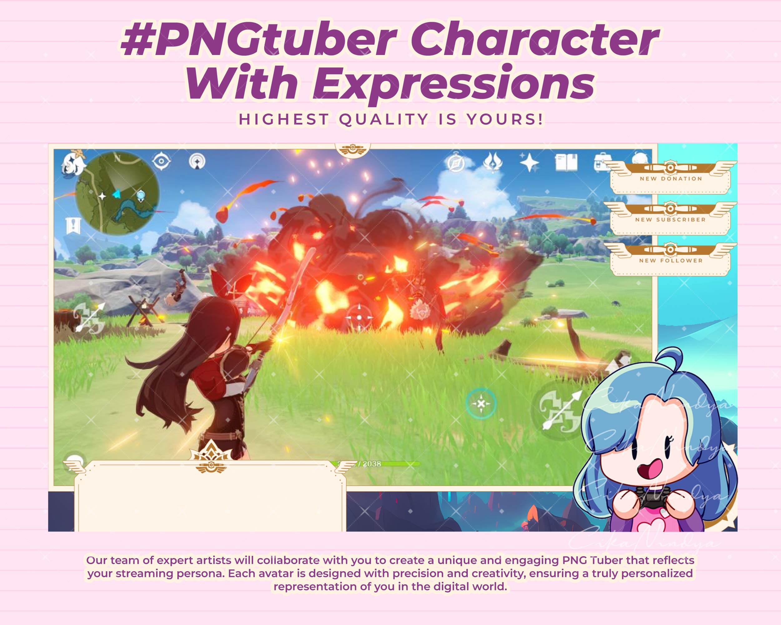 Blue Hair Girl PNG Tuber Avatar for Streamers Pngtuber - Etsy