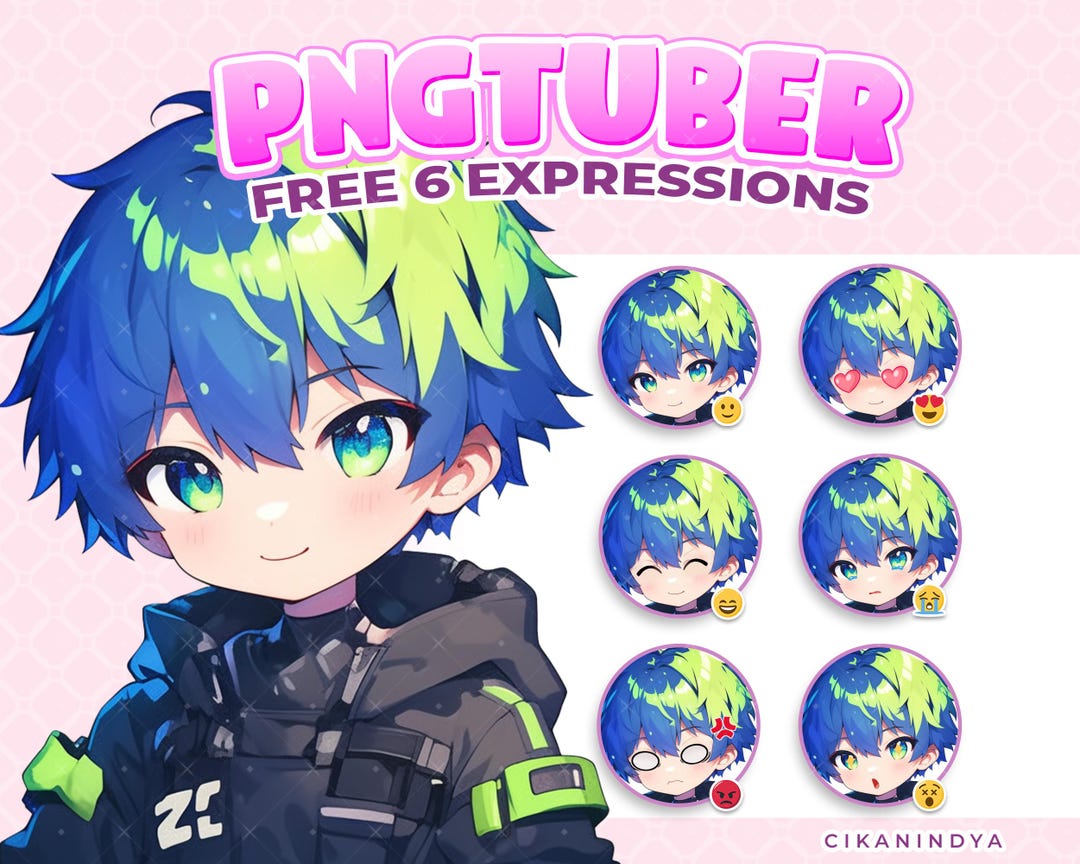 Custom-like Pngtuber – Animated Male Chibi Model With Neon Flair - Etsy