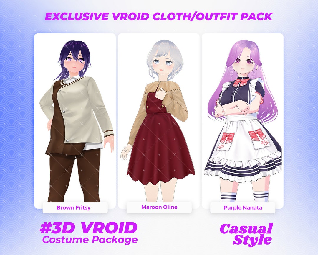 Vroid Clothing Bundle: Casual 3D Outfit Pack (.vroidcustomitem File) - Etsy