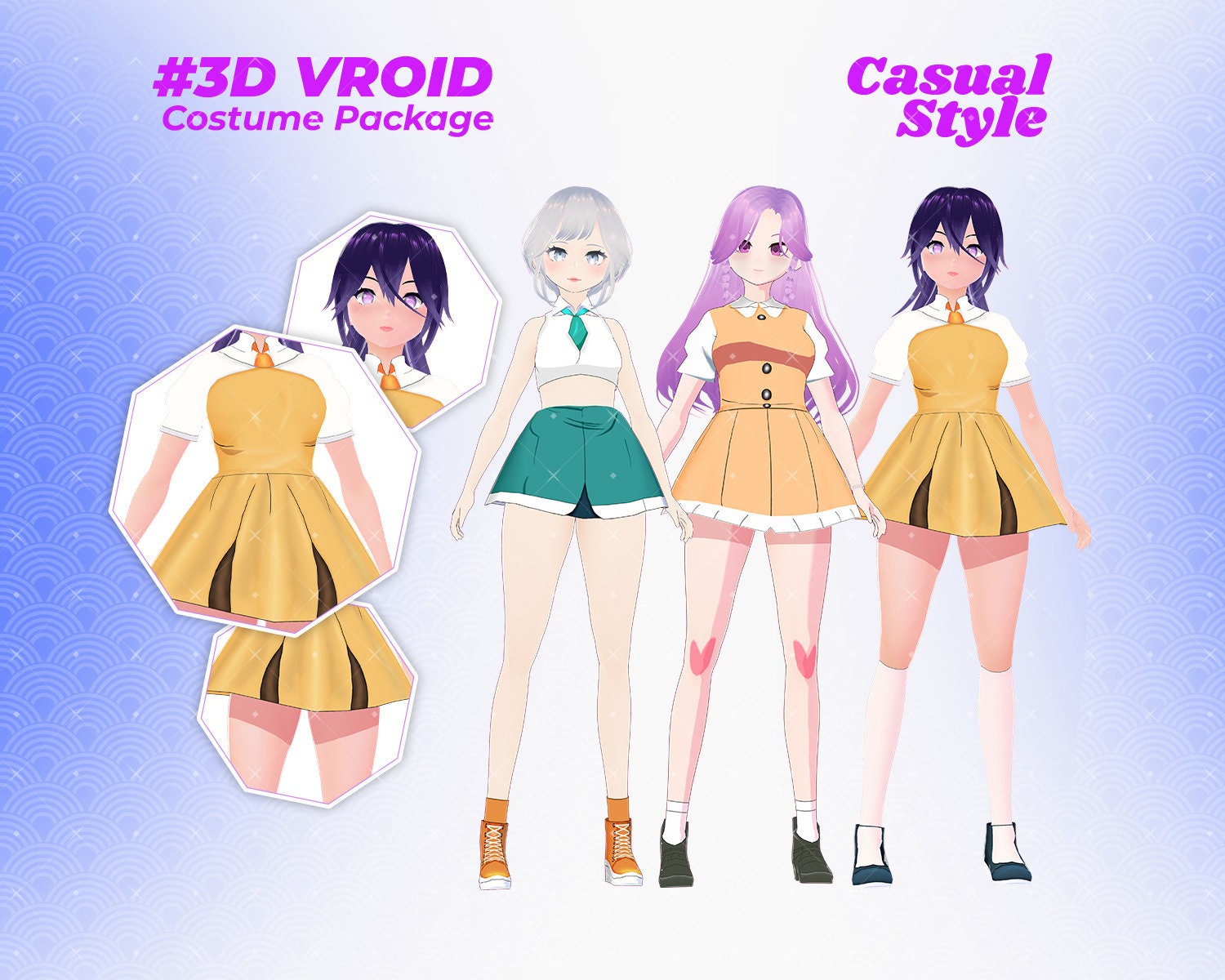 Chic Trio Collection Stylish Casual 3d Outfits For Vroid Girls Vroid