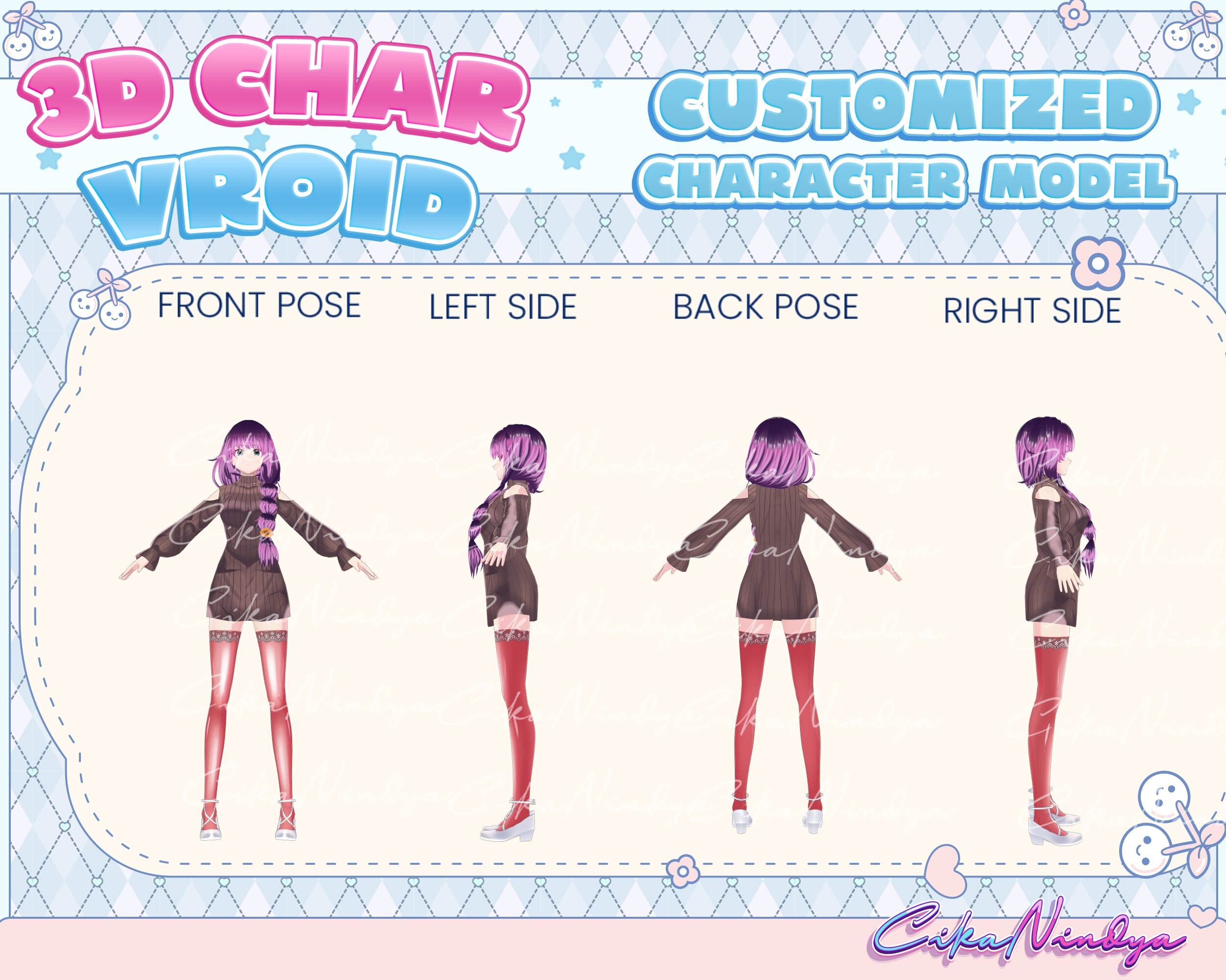 3D Vroid Character 3d Model Vtuber Model Free 3D Vtuber - Etsy Canada