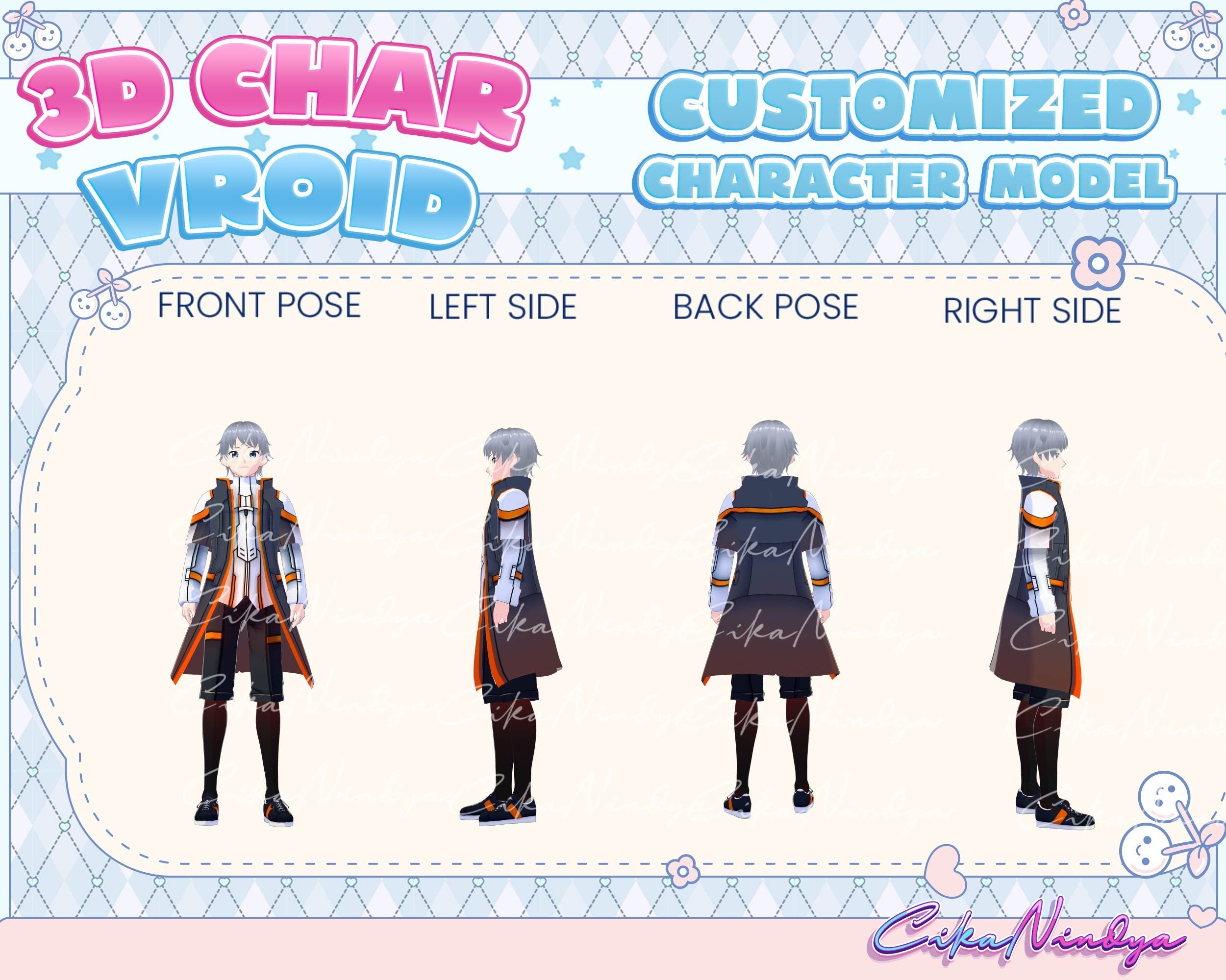 Futuristic 3D Vroid Character Anime Cyberpunk Male for - Etsy