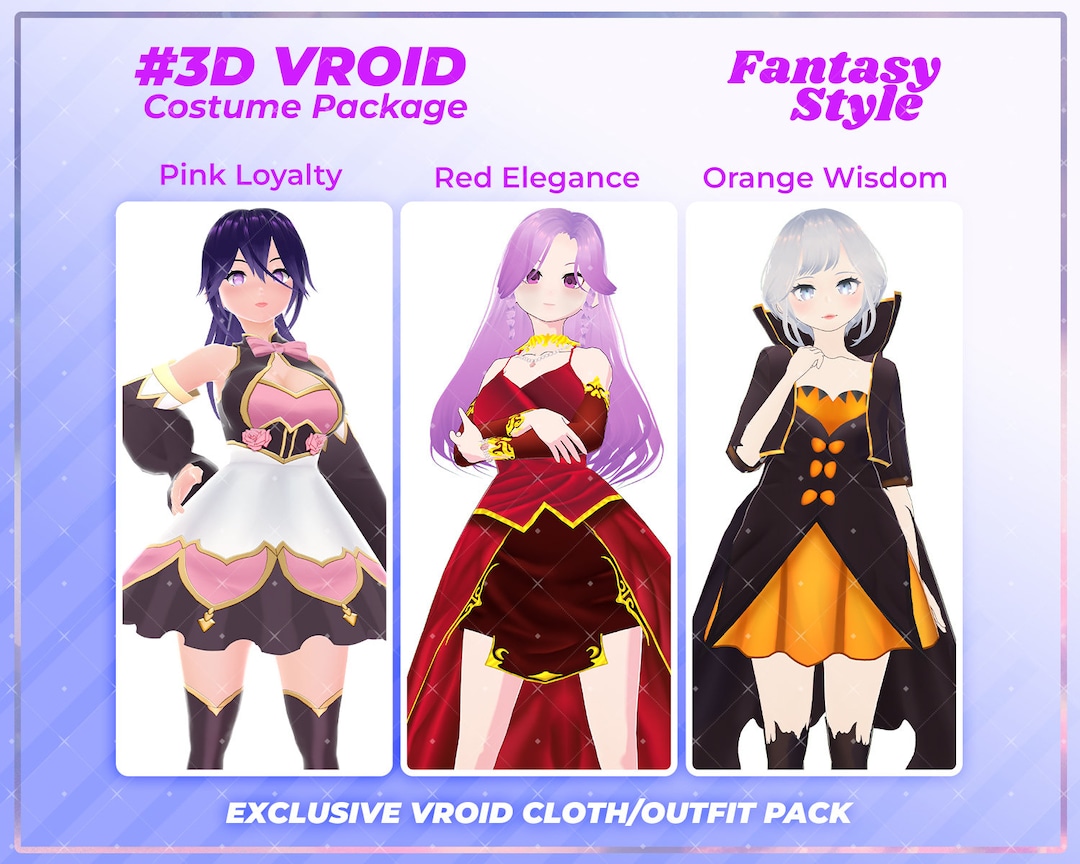 3D Vroid Clothing Pack, Vroid Assets, Vroid Outfit, Cosplay Costume, 3d ...