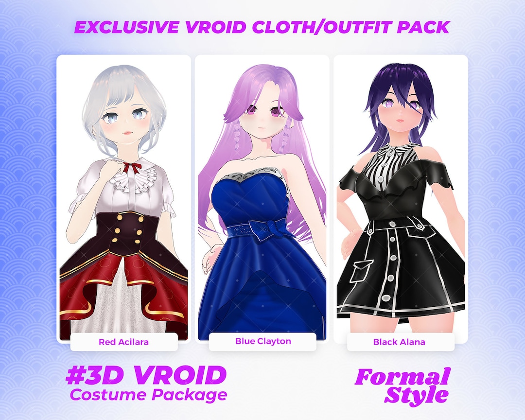Luxury Vroid Girl Formal Outfits Vroid Clothing Pack Vroid Assets