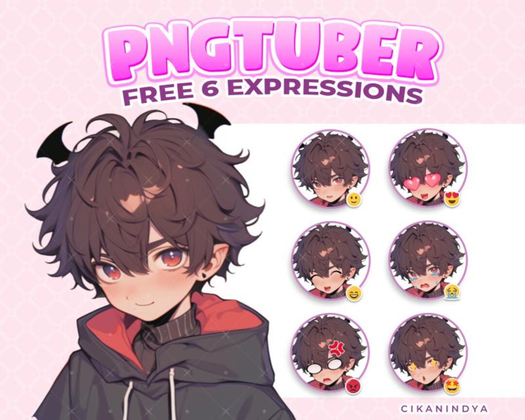 Demon-themed Male Pngtuber – Edgy Anime Character (instant Download) - Etsy