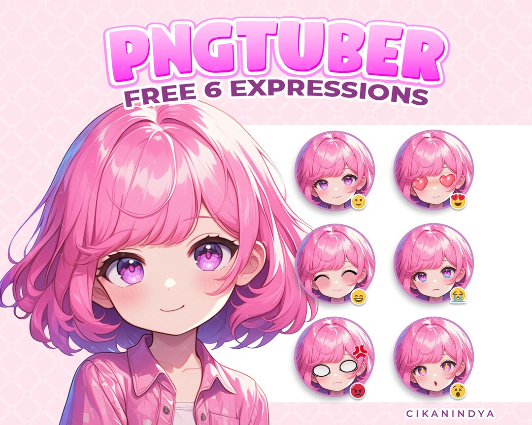 Pngtuber Girl – Sweet and Stylish Pink-themed Avatar - Etsy