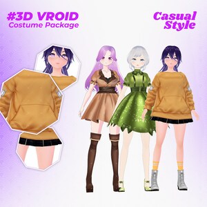 Trendy Vroid Casual Wear for Female Streamers Vroid Clothing Pack ...