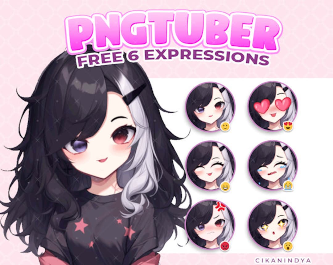Pngtuber | Casual Star Image Clothes PNG Tuber Girl | Get 6 Expressions ...